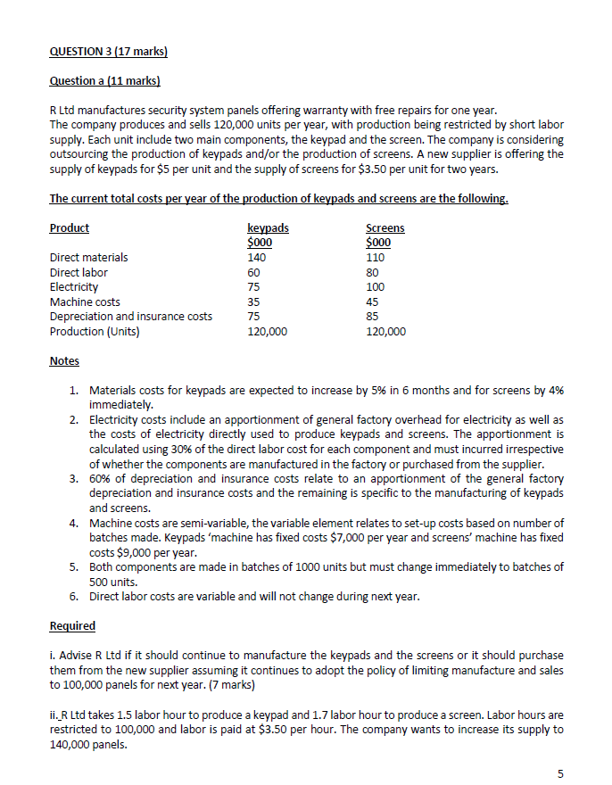 Solved QUESTION 3 (17 ﻿marks) | Chegg.com