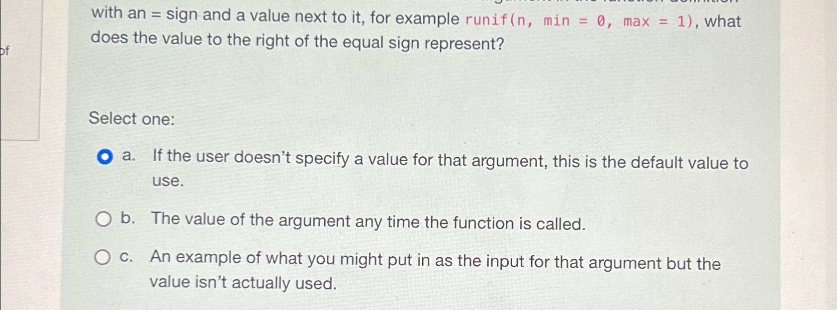 Solved with an = ﻿sign and a value next to it, ﻿for example | Chegg.com