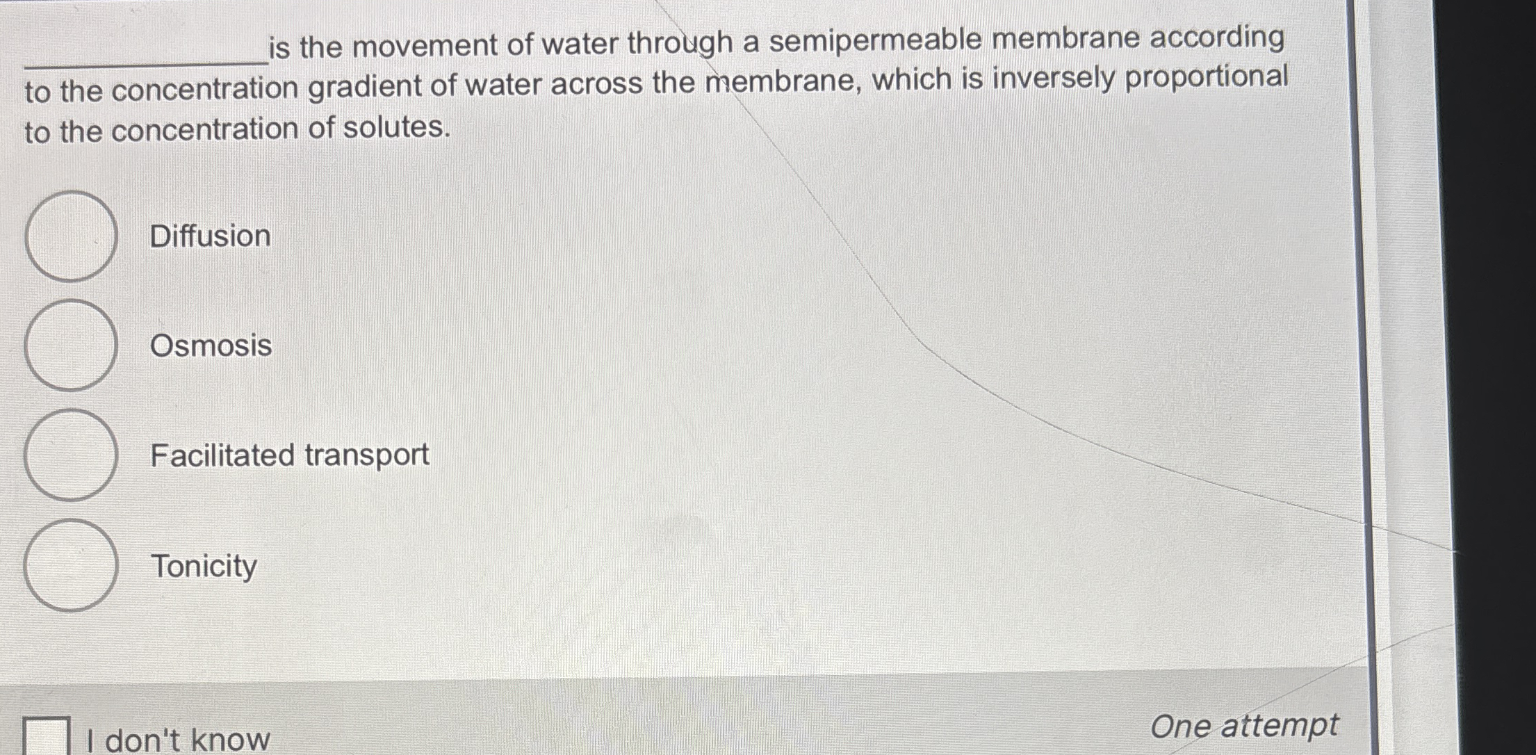 Solved Is The Movement Of Water Through A Semipermeable Chegg