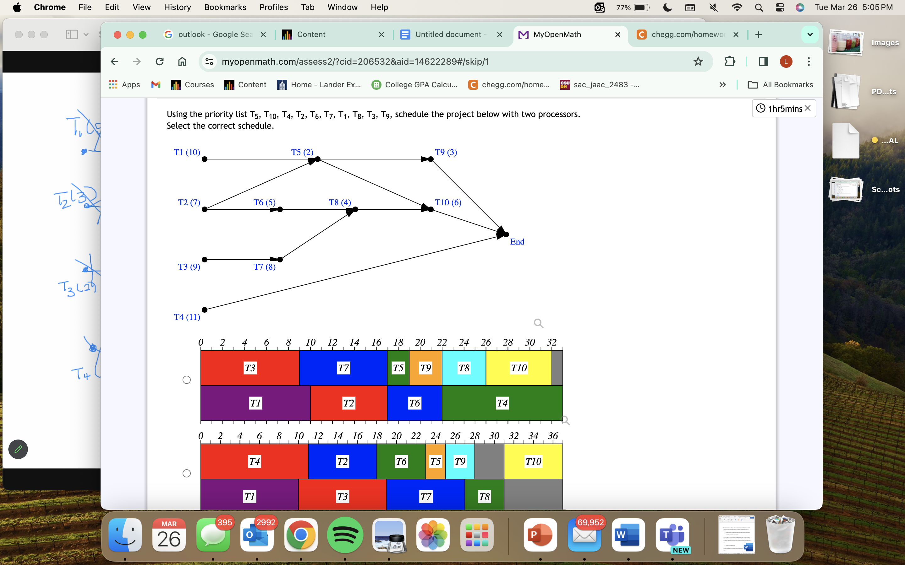 Solved Using the priority list T5, ﻿T10, ﻿T4, ﻿T2, ﻿T6, ﻿T7, | Chegg.com