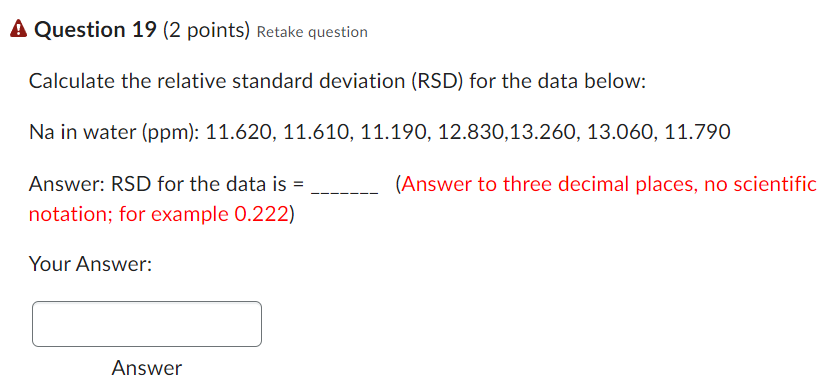Solved A Question 19 (2 ﻿points) ﻿Retake questionCalculate | Chegg.com