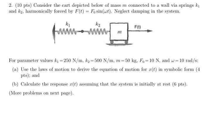 Solved 2. ( 10 pts) Consider the cart depicted below of mass | Chegg.com