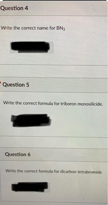 Solved Question 4 Write the correct name for BN3 Question 5 | Chegg.com