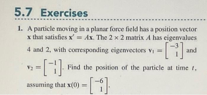 Solved 5.7 Exercises 1. A particle moving in a planar force | Chegg.com