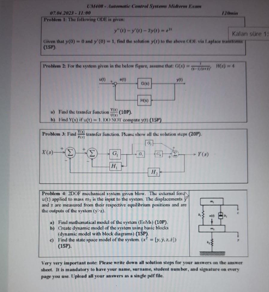 Solved UMS08 - ﻿Automatic Control Systems Midterm | Chegg.com