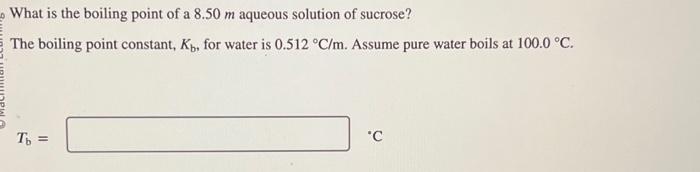 Solved What is the boiling point of a 8.50 m aqueous | Chegg.com