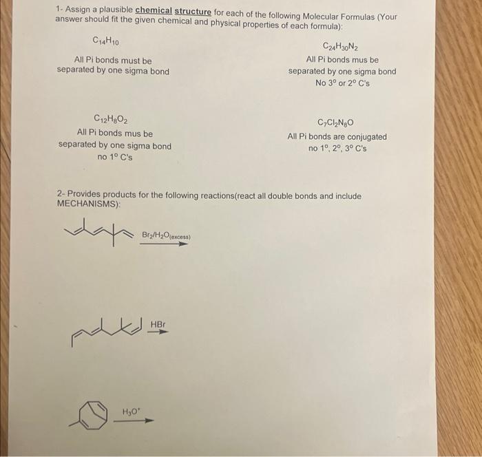 Solved 1. Assign a plausible chemical structure for each of | Chegg.com