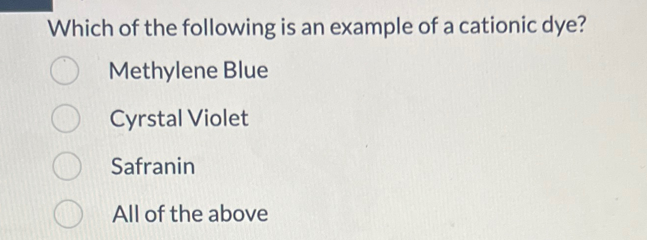 Solved Which of the following is an example of a cationic | Chegg.com