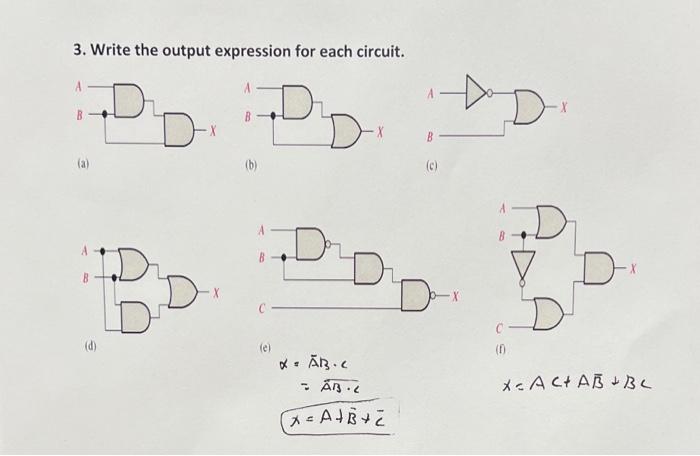 Solved 3. Write the output expression for each circuit. (a) | Chegg.com