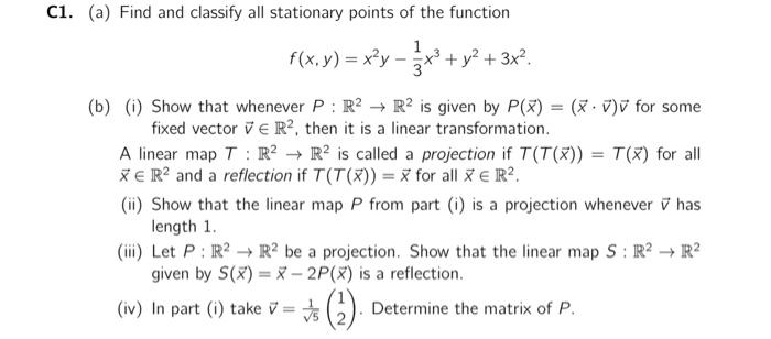 Solved 1. (a) Find and classify all stationary points of the | Chegg.com