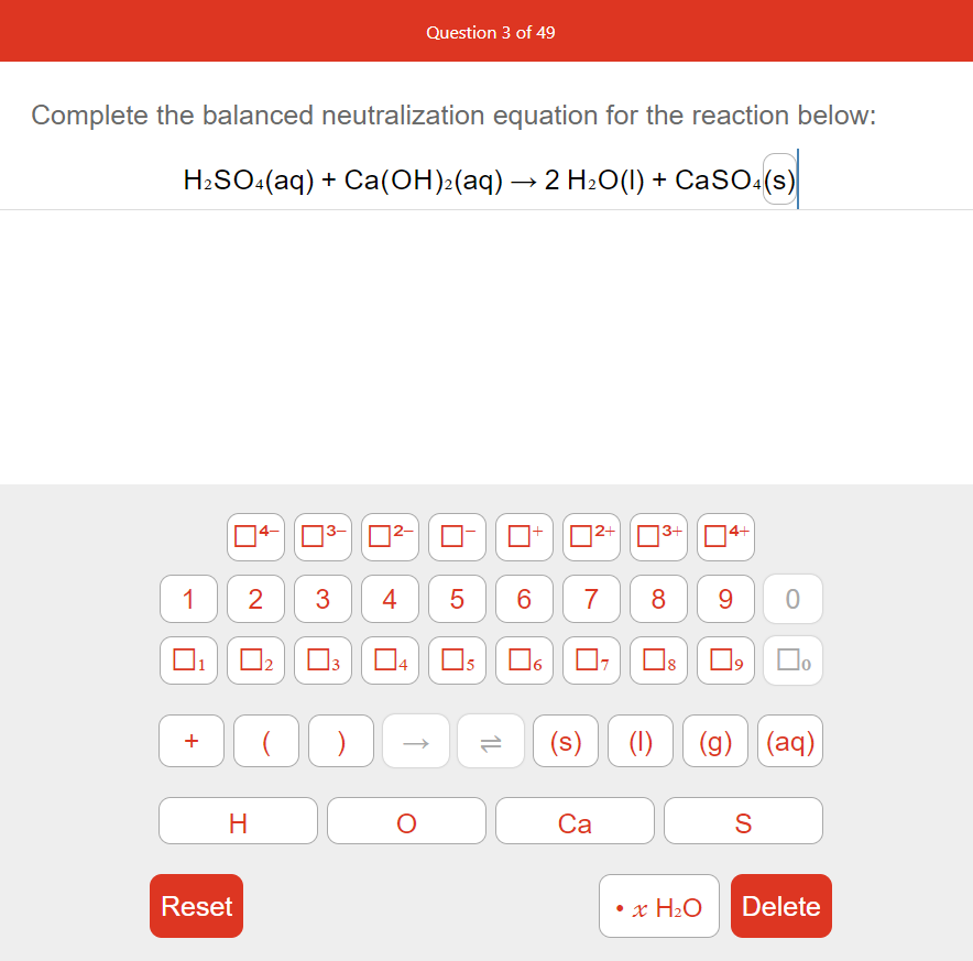 Solved Complete the balanced neutralization equation for the | Chegg.com