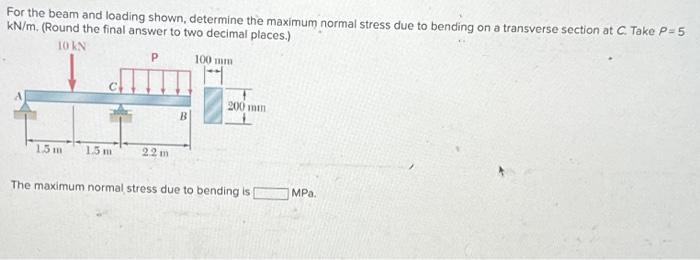 Solved For the beam and loading shown, determine the maximum | Chegg.com