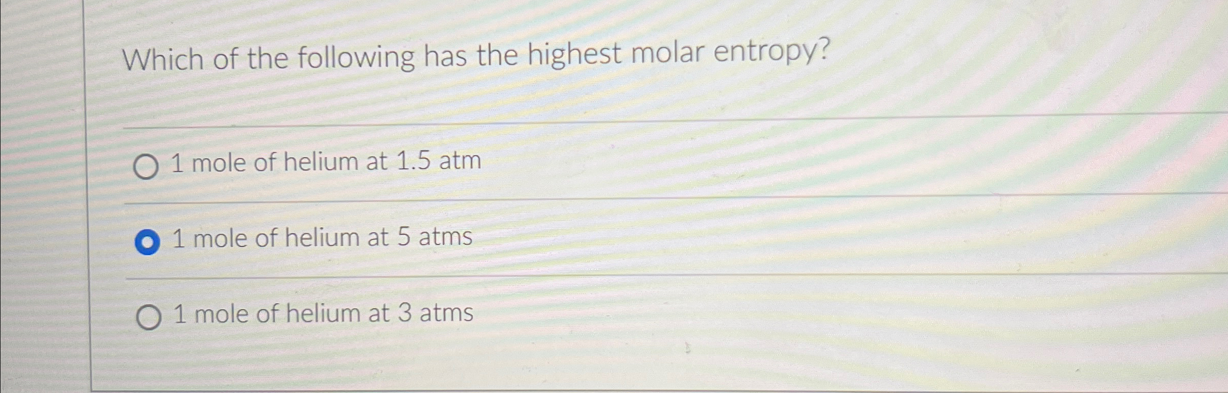 Solved Which of the following has the highest molar | Chegg.com