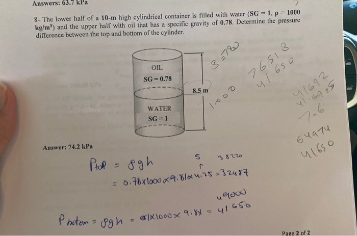 Solved 8- The lower half of a 10-m high cylindrical | Chegg.com