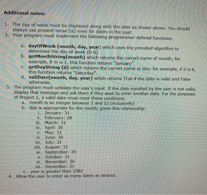 Solved Cmpsc 131 Project 2 Determining Day Of Week 