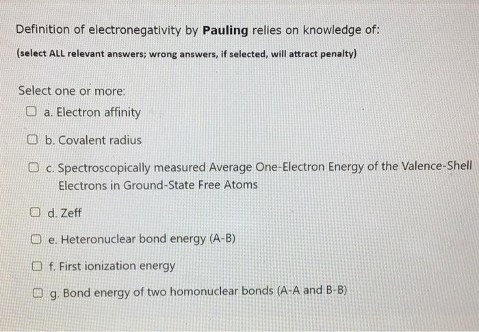 Solved Definition of electronegativity by Alfred and Rochow | Chegg.com