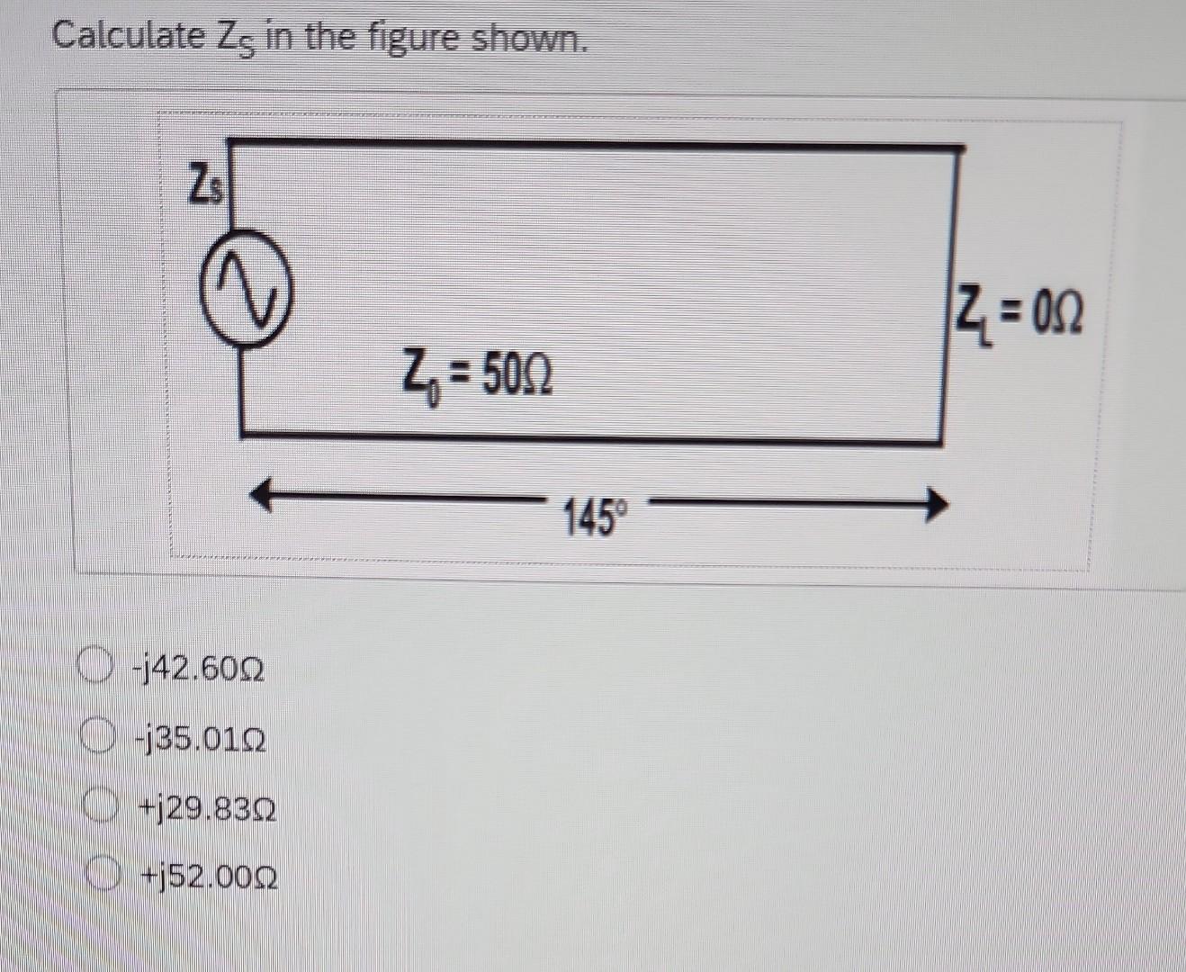 Calculate ZS in the figure shown. −j42.60Ω −j35.01Ω | Chegg.com