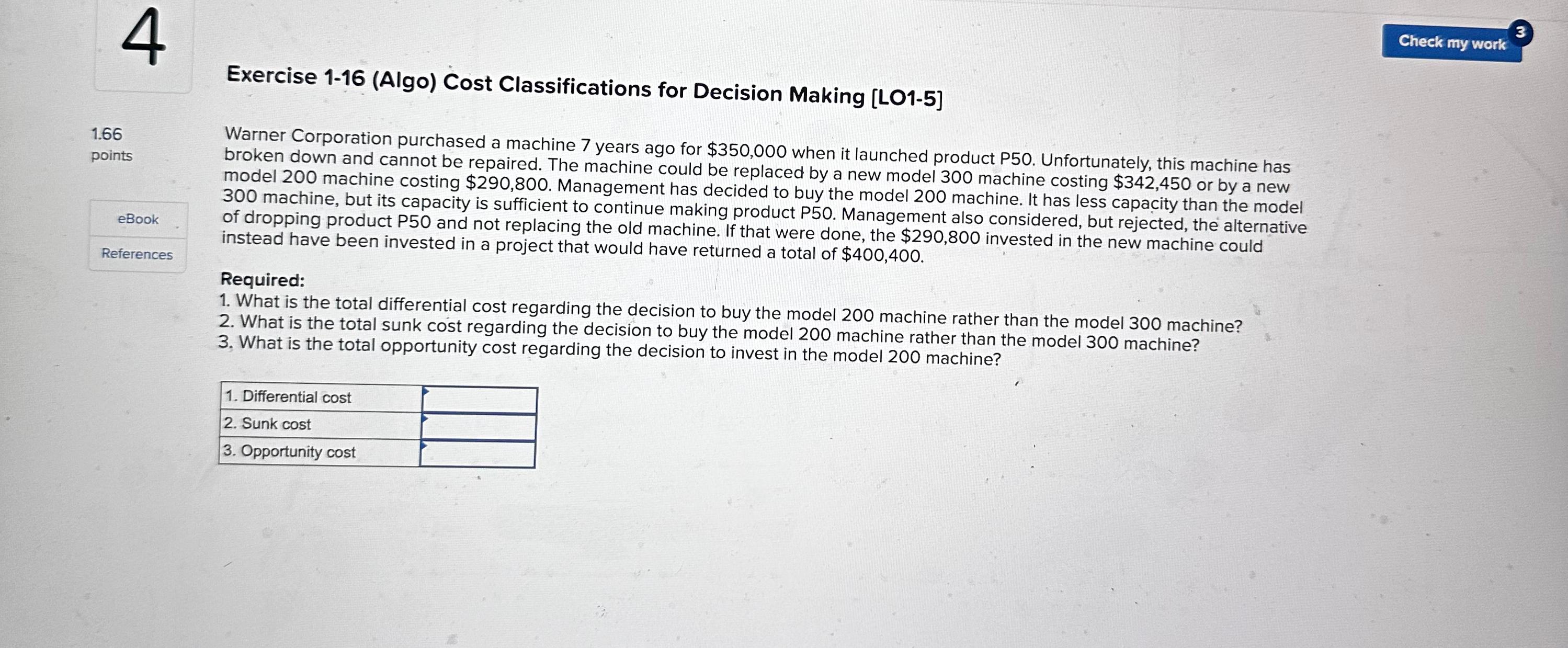 Solved Exercise 1-16 (Algo) ﻿Cost Classifications for | Chegg.com