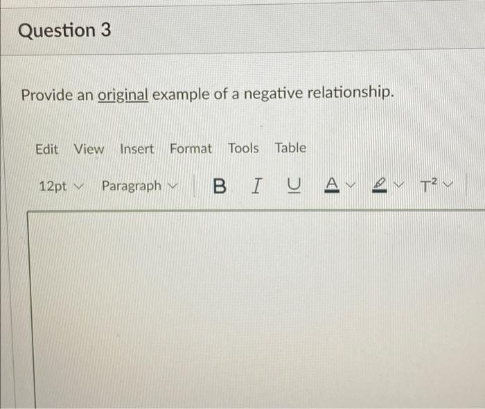 Solved Question 3 Provide an original example of a negative | Chegg.com