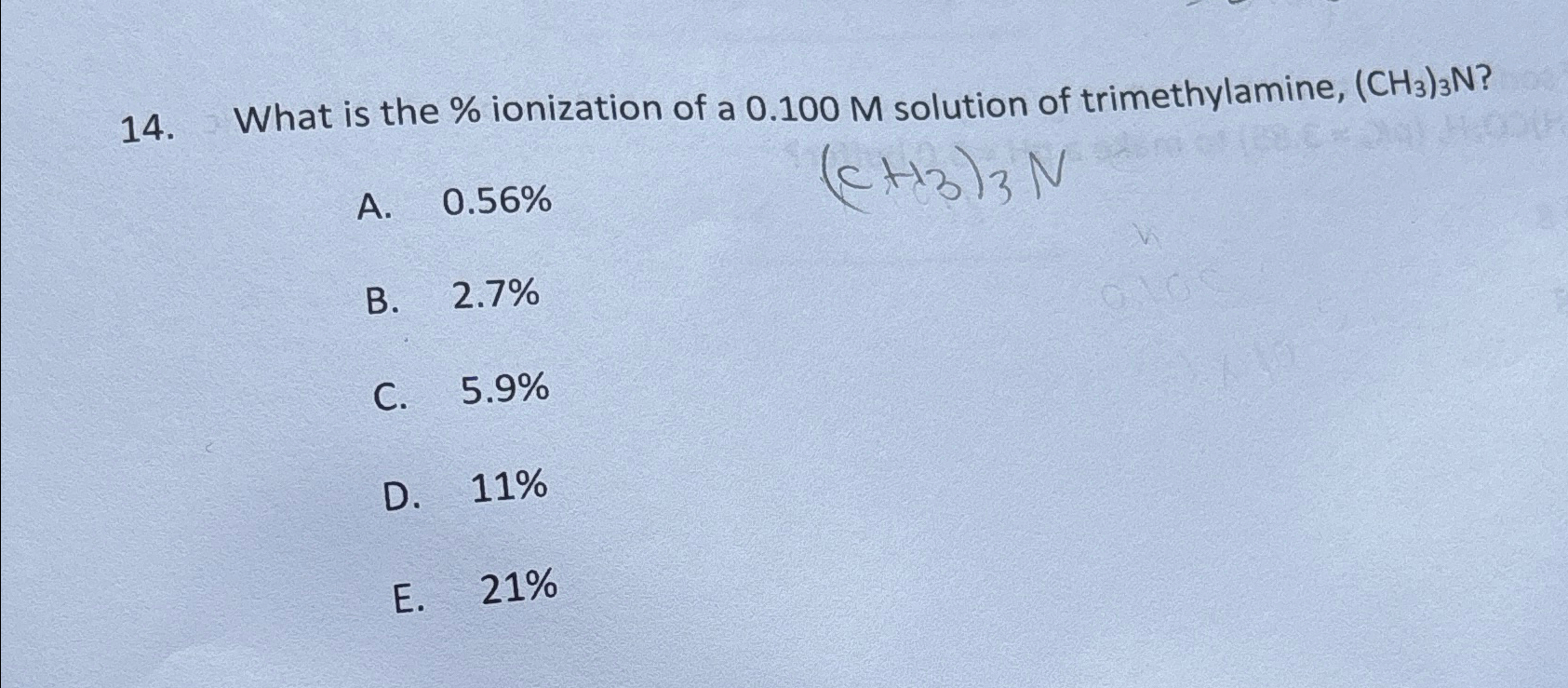 What is the % ﻿ionization of a 0.100M ﻿solution of | Chegg.com