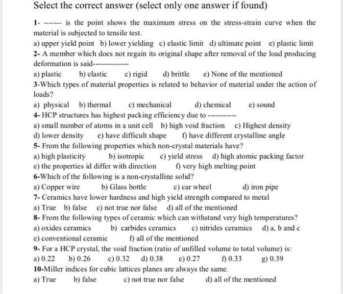 Solved Select the correct answer (select only one answer if | Chegg.com