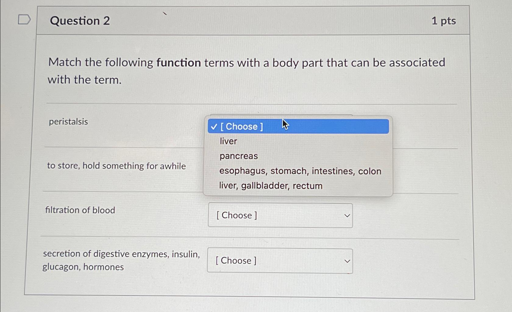 Solved Question 21 ﻿ptsMatch the following function terms | Chegg.com