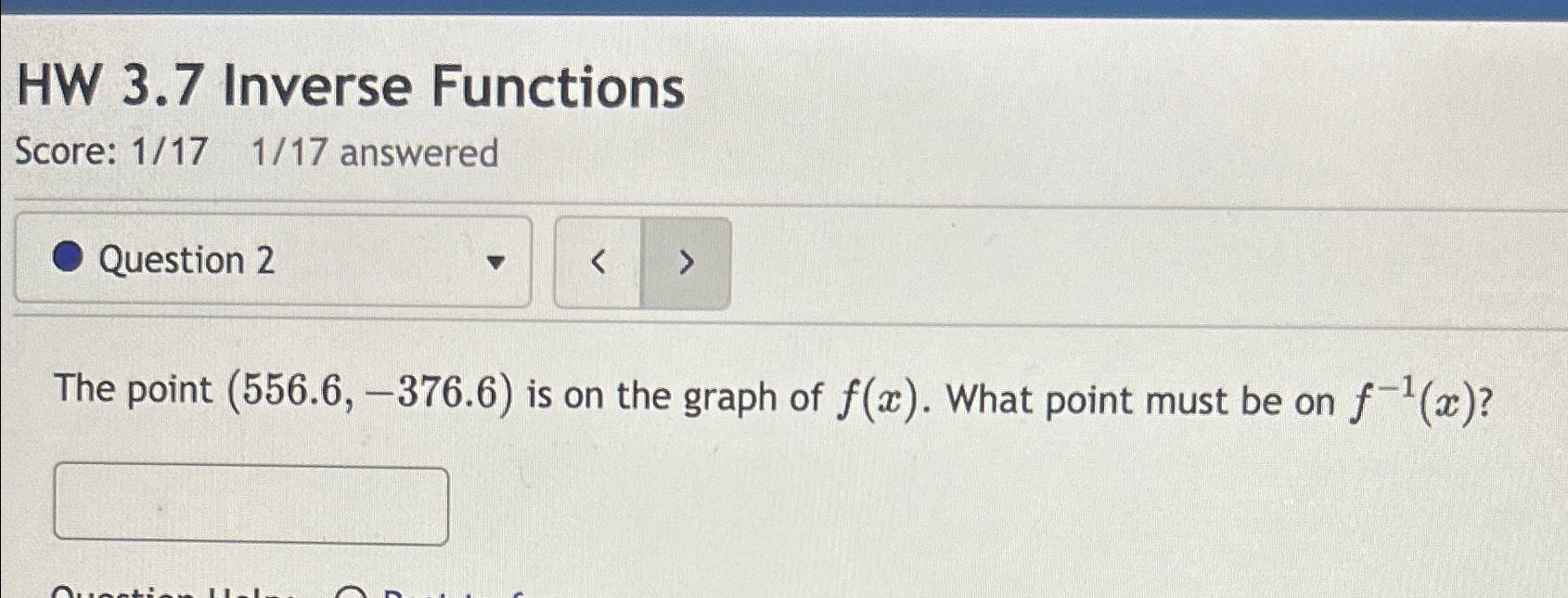 Solved HW 3.7 ﻿Inverse FunctionsScore: 1/17 1/17 | Chegg.com