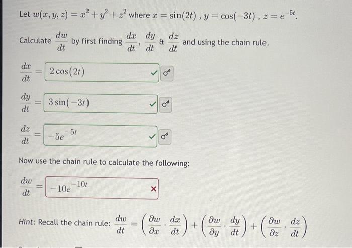 Solved Let w(x,y,z)=x2+y2+z2 where | Chegg.com