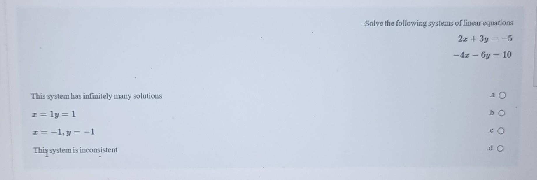 Solved Solve the following systems of linear equations | Chegg.com