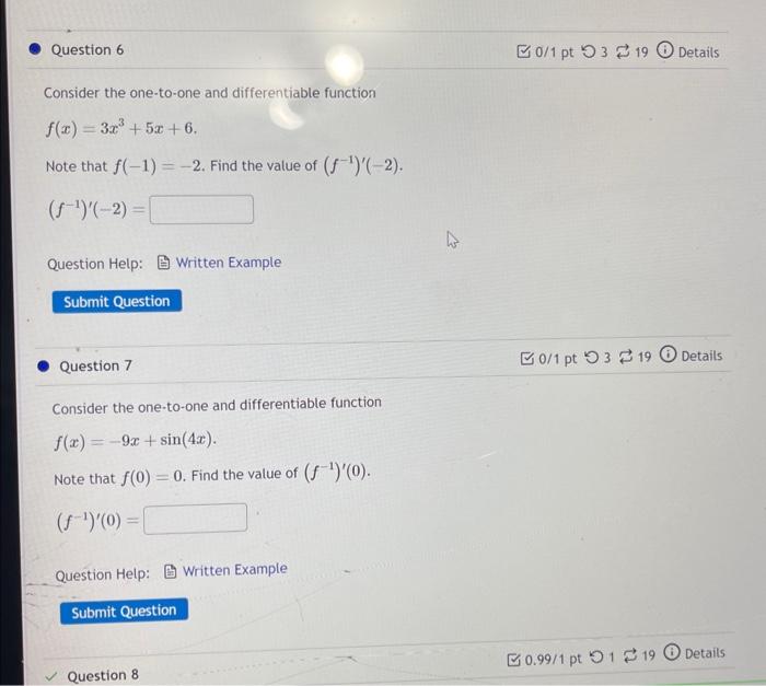 Solved Assume that f(x) is a one-to-one, differentiable | Chegg.com