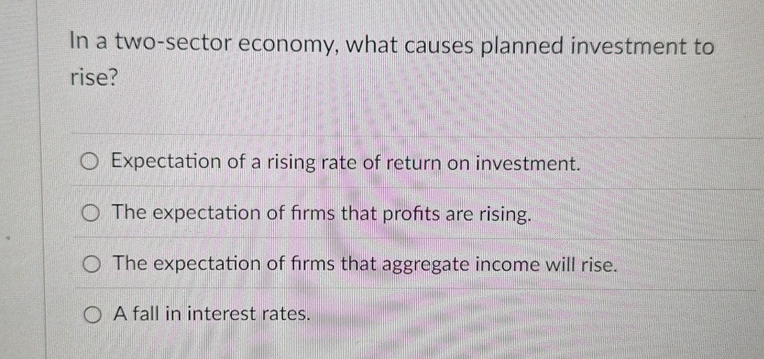 Solved In a two-sector economy, what causes planned | Chegg.com
