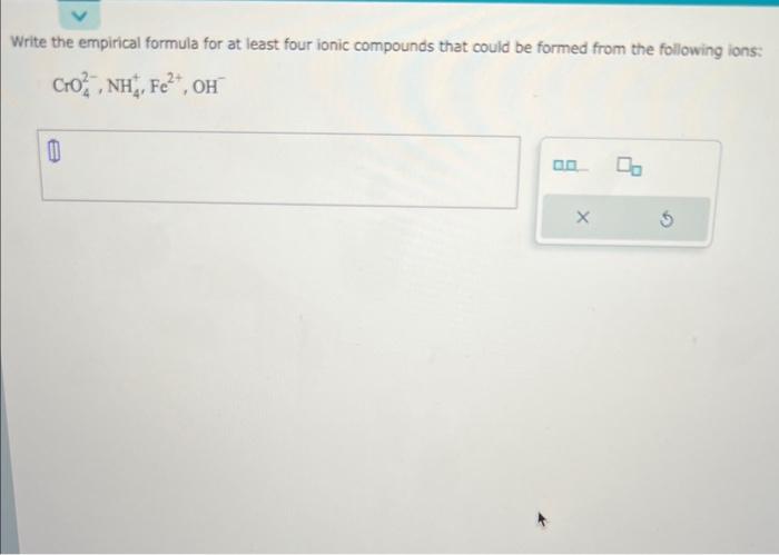 Solved Write the empirical formula for at least four ionic | Chegg.com