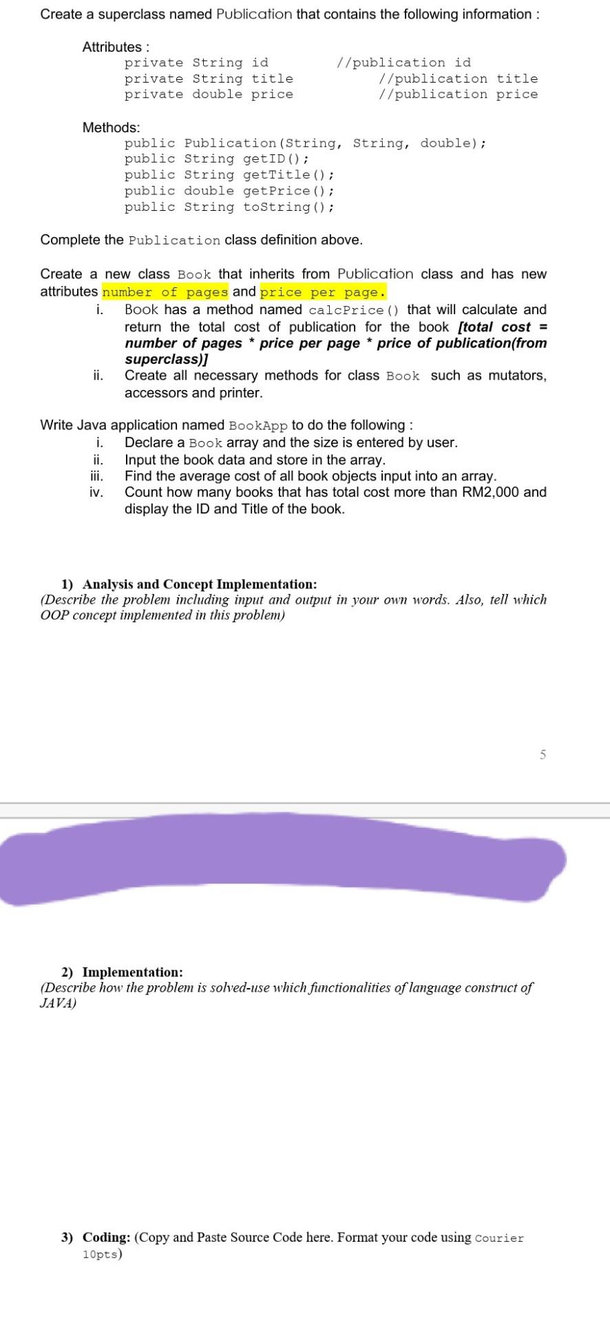 Solved Create a superclass named Publication that contains | Chegg.com