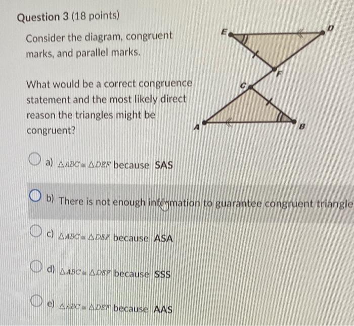 Solved What would be a correct congruence statement and the | Chegg.com