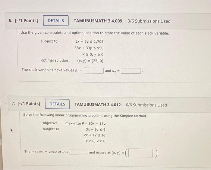 Solved Use the given constraints and optimal solution to | Chegg.com