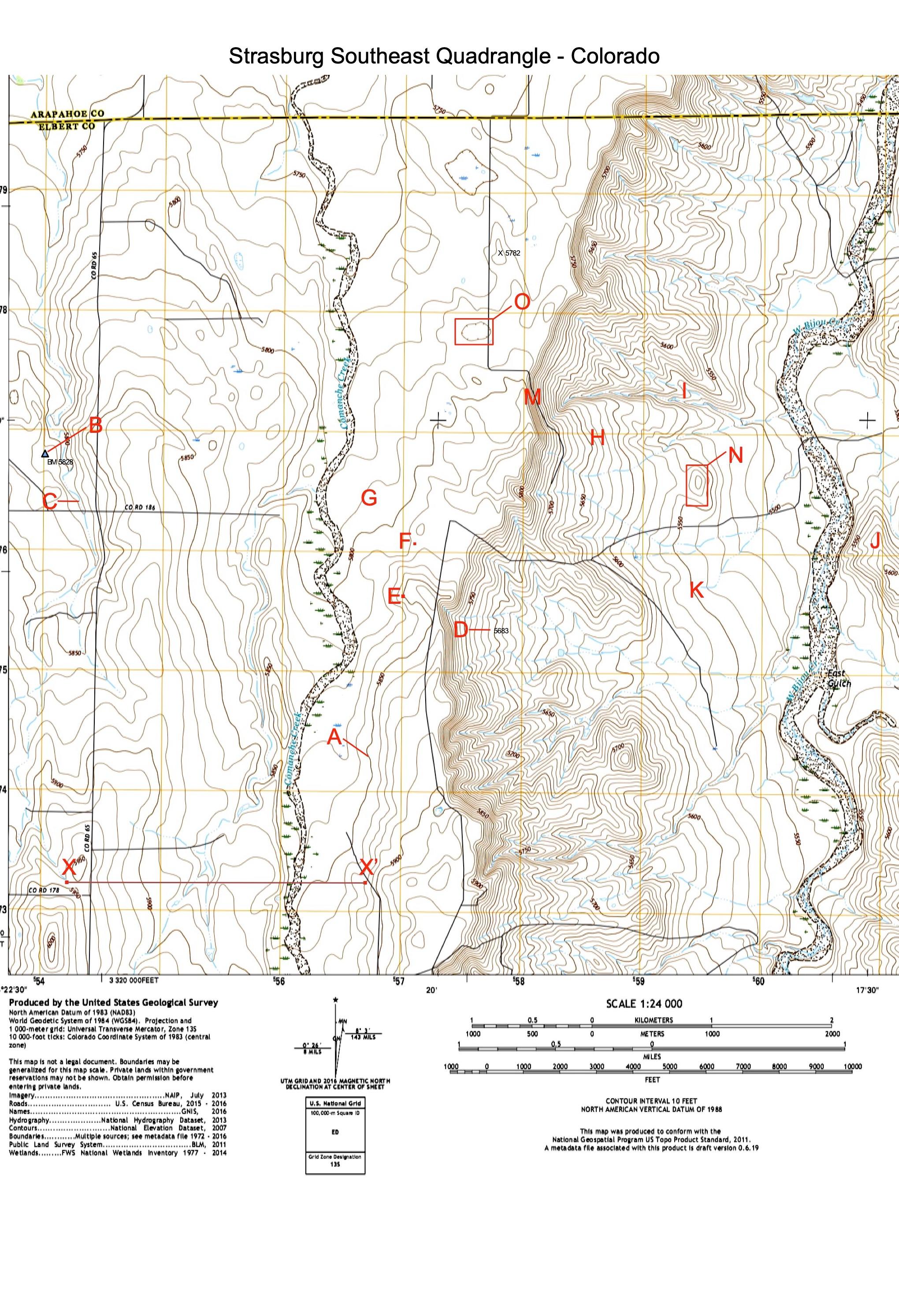Solved What is the elevation represented by the contour at | Chegg.com