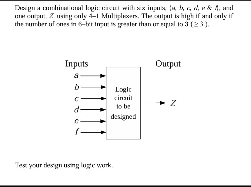 Solved Design A Combinational Logic Circuit With Six Inputs 6485
