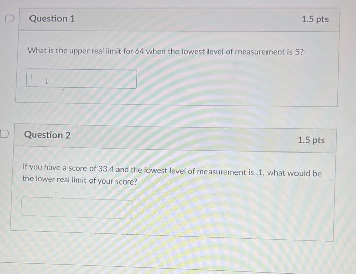Solved What is the upper real limit for 64 when the lowest | Chegg.com