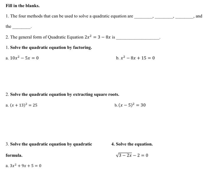 Solved 1. The four methods that can be used to solve a | Chegg.com