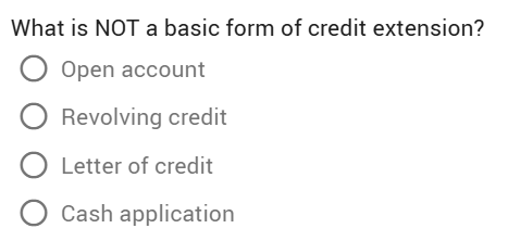 Solved What is NOT a basic form of credit extension?Open | Chegg.com