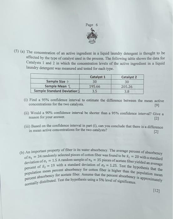 Solved 5) (a) The concentration of an active ingredient in a | Chegg.com