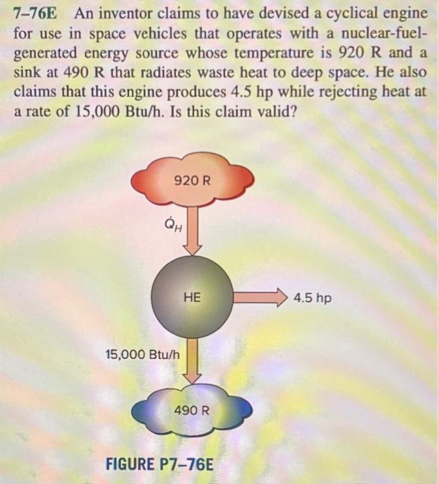 Solved 7–76E An inventor claims to have devised a cyclical | Chegg.com