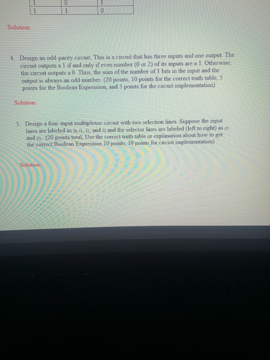 Solved 0 Solution 4. Design an odd-parity circuit. This is a | Chegg.com