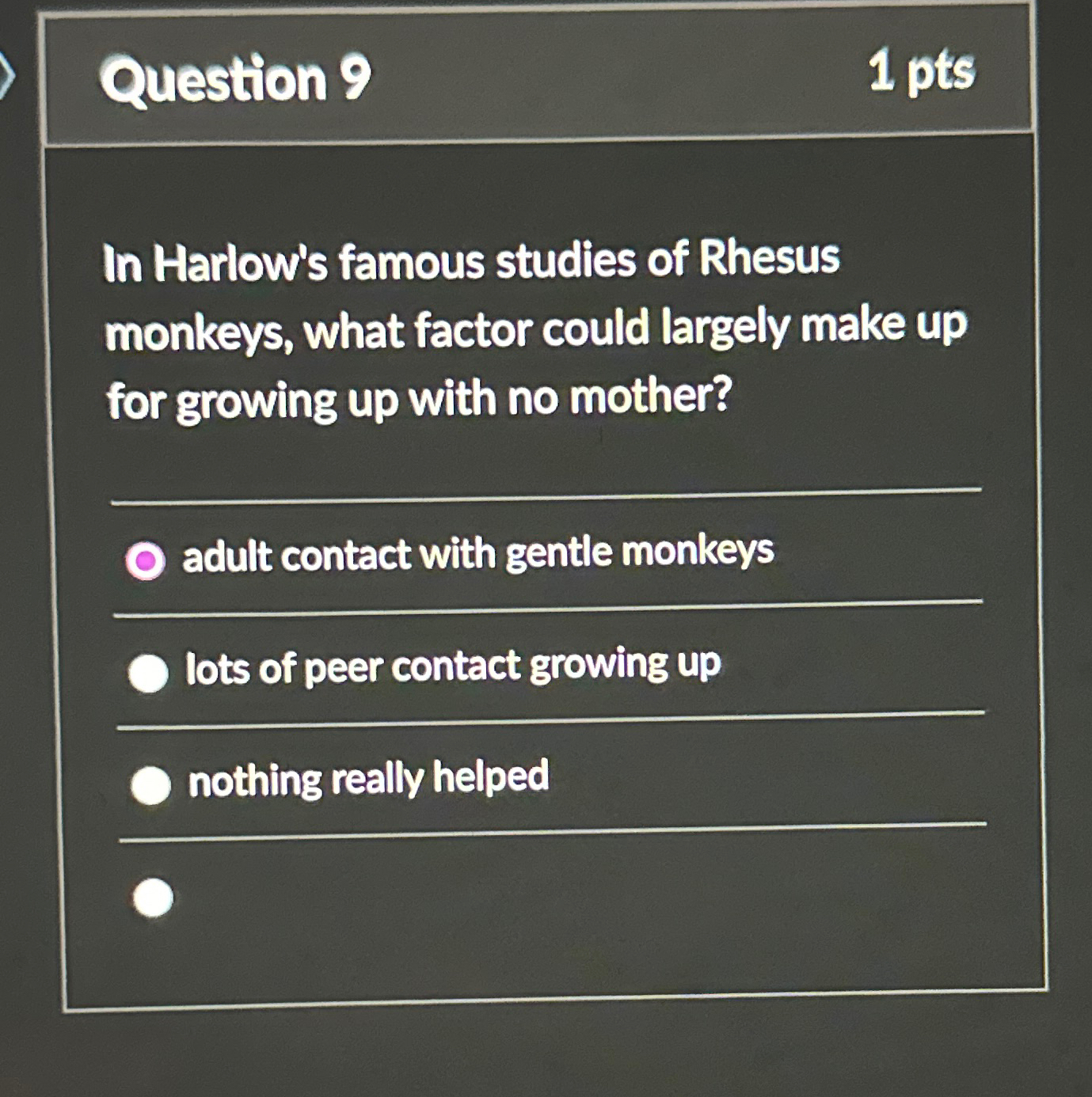 Solved Question 91 ﻿ptsIn Harlow's famous studies of Rhesus | Chegg.com