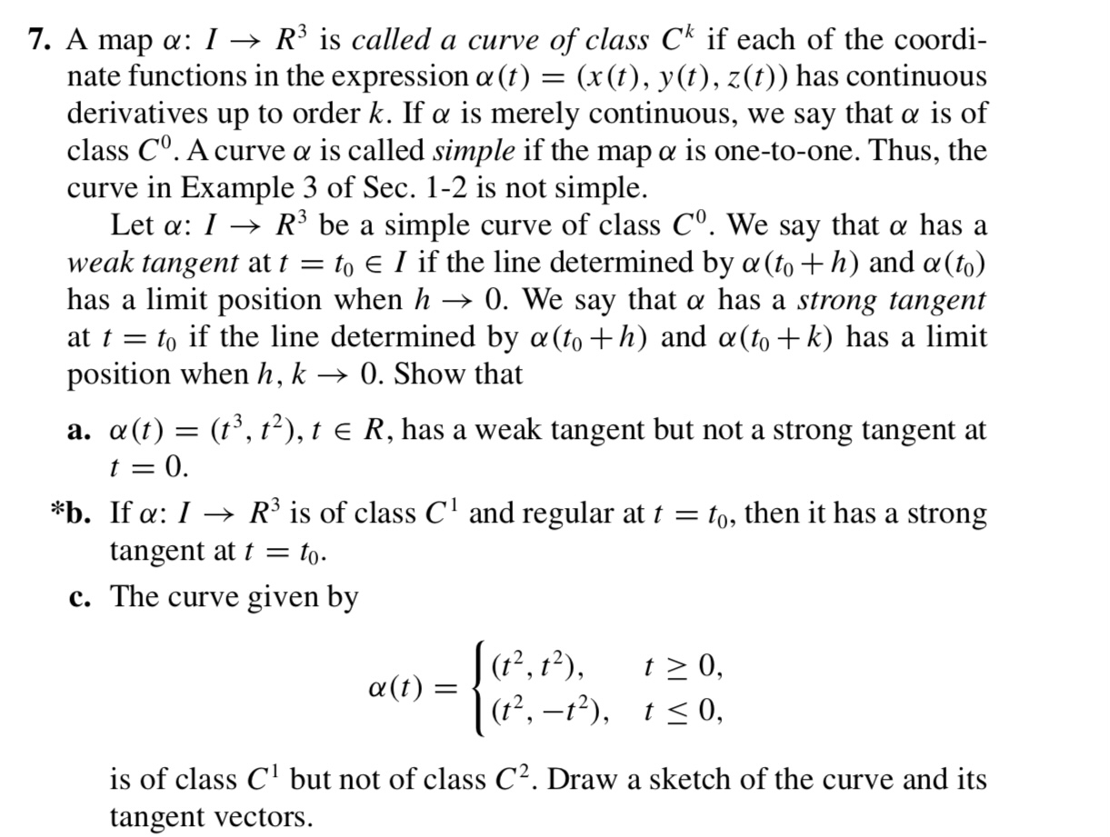 A map α:I→R3 ﻿is called a curve of class Ck ﻿if each | Chegg.com