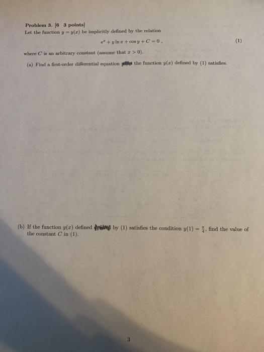 Solved Problem 3 6 3 Points Let The Function Yx Be 2135