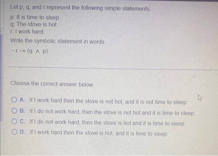 Solved Let p,q, and r represent the following simple | Chegg.com