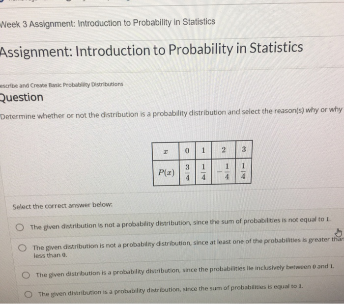 Solved > Week 3 Assignment: Introduction to Probability in | Chegg.com Solved > Week 3 Assignment: Introduction to Probability in | Chegg.com
