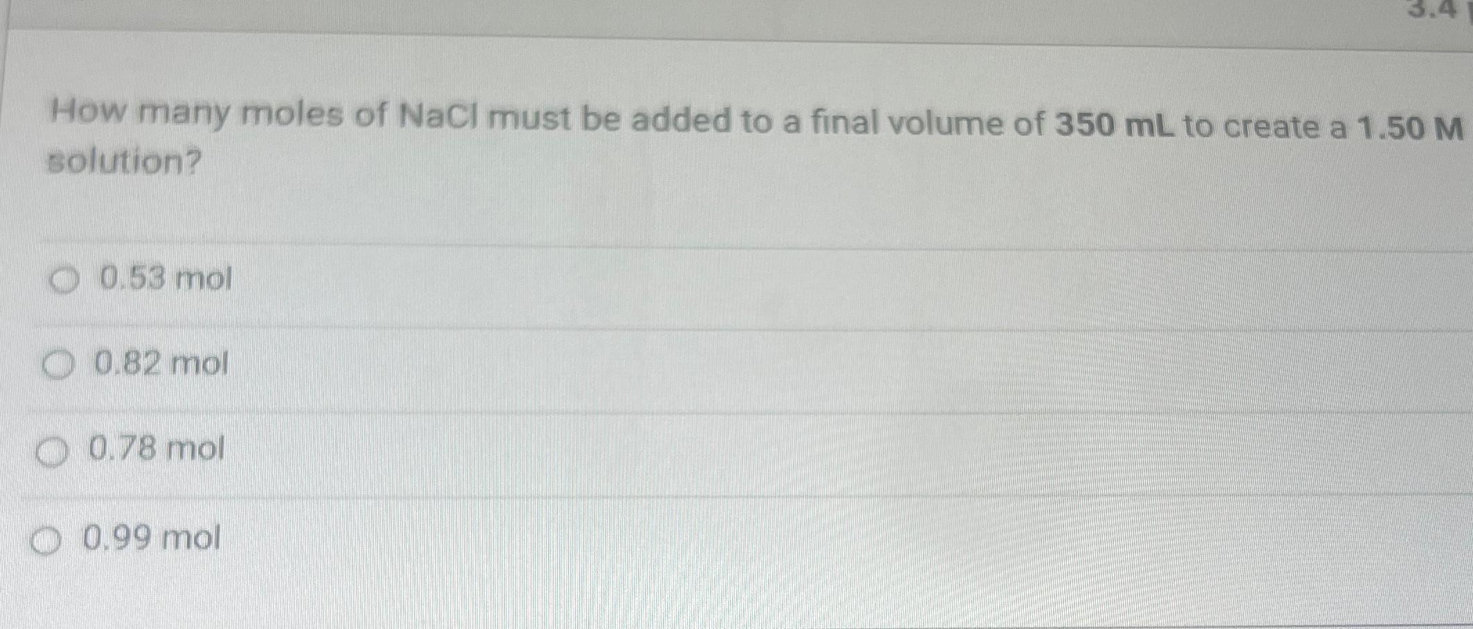 Solved How many moles of NaCl must be added to a final | Chegg.com