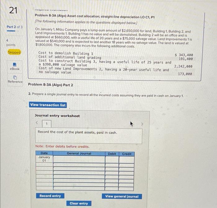 Solved Problem 8-3A (Algo) Asset cost allocation; | Chegg.com